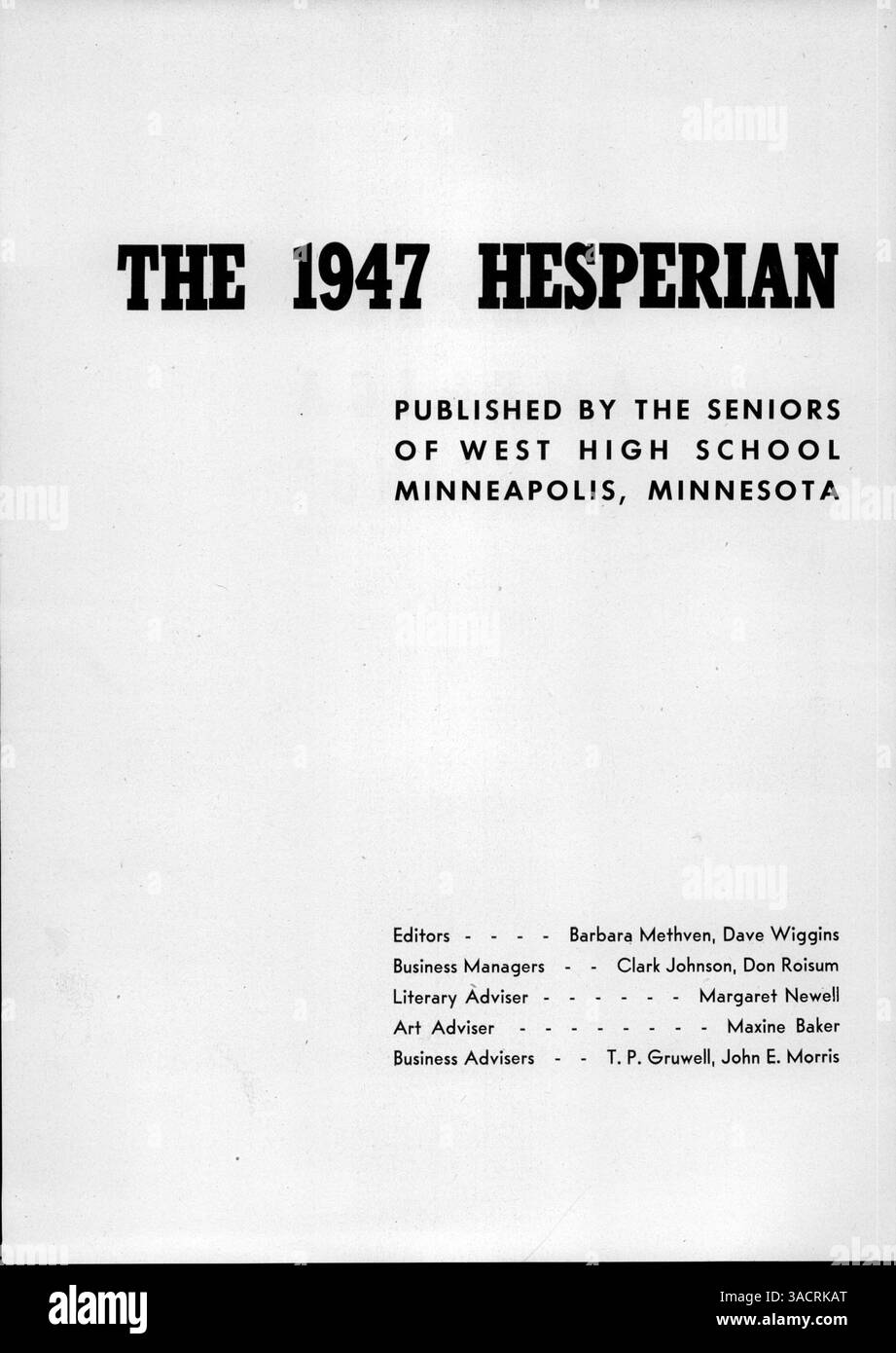 The 1947 West High School yearbook, Hesperian, documenting the students ...