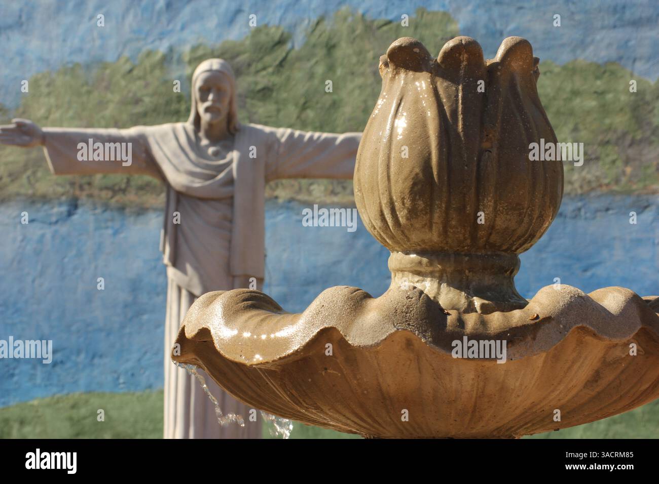 Jesus Statue and Water Fountain in Rural East Texas Stock Photo - Alamy