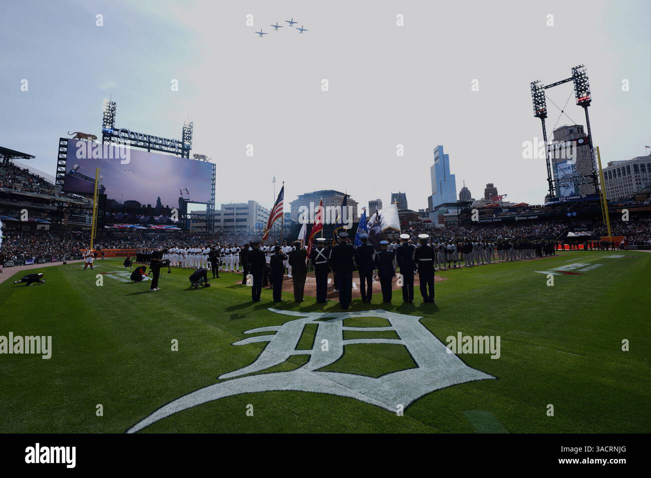 A-10 Thunderbolt II "Warthog" aircraft flyover Comerica Park before a ...