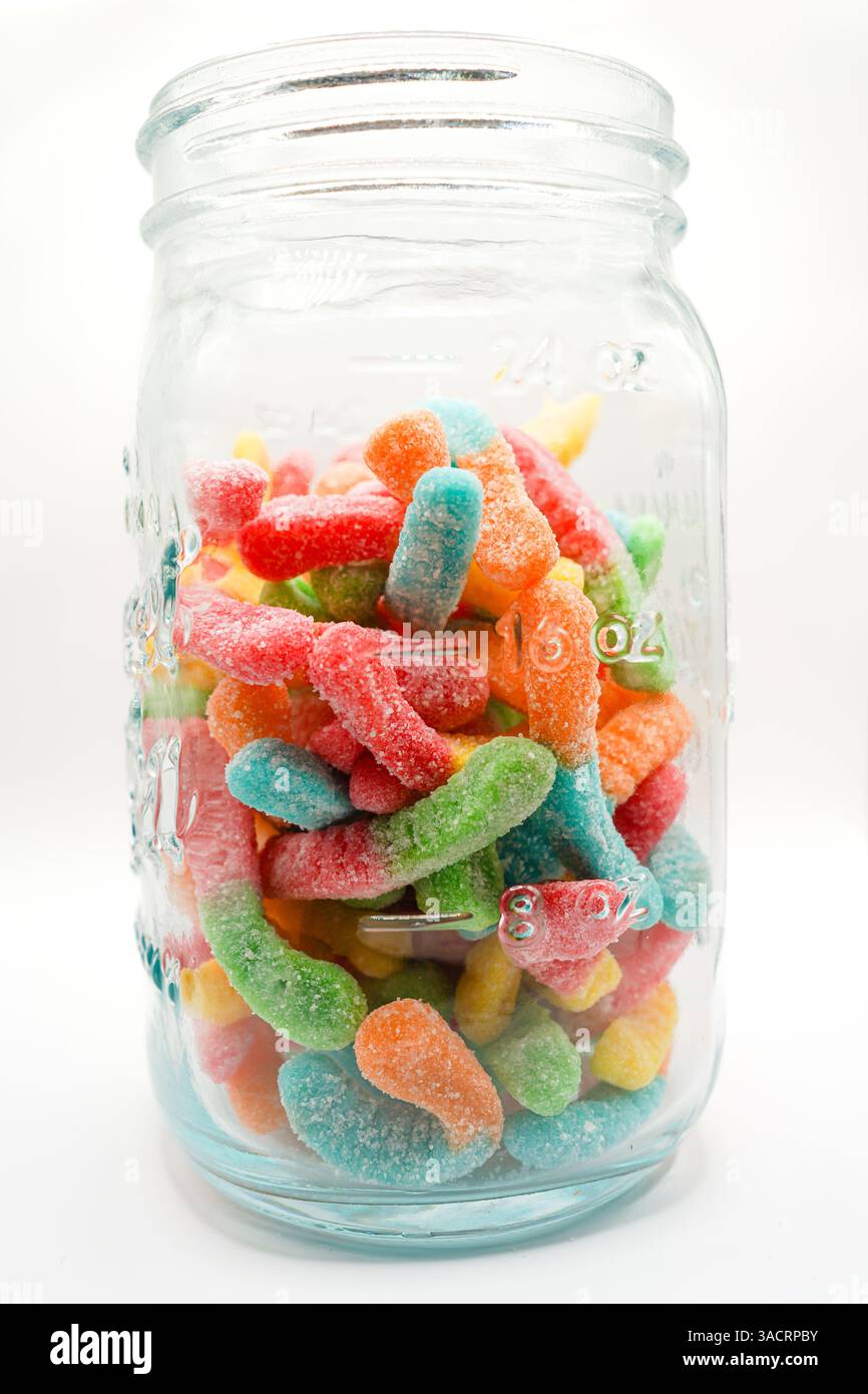 Multi Colored Sour Gummy Worm Candy Stock Photo - Alamy