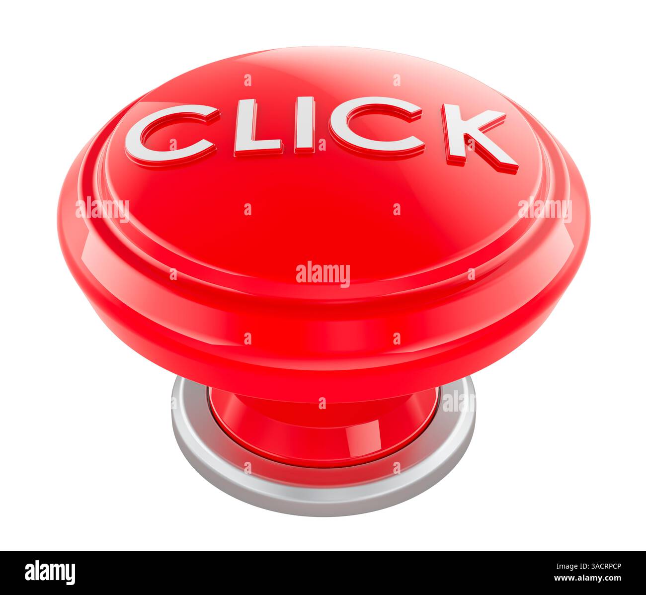 Red CLICK push button, 3D rendering isolated on white background Stock Photo - Alamy