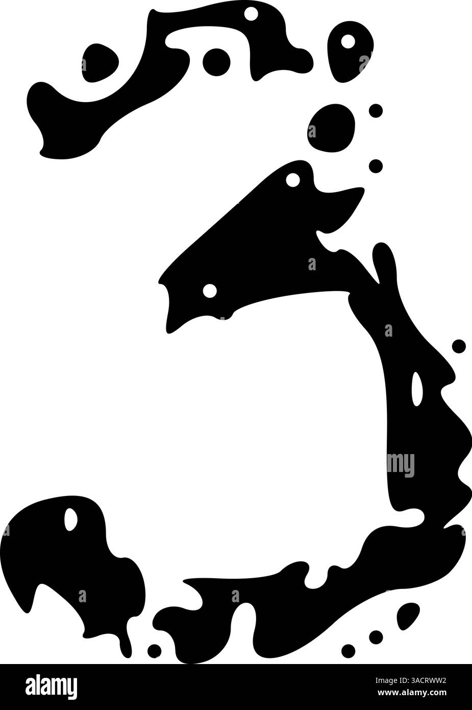 Grunge numbers 1,2 with rough brush texture acrylic. Hand-painted spray ...