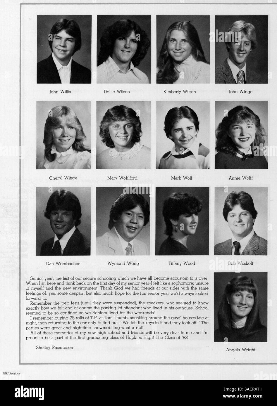 The 'Regalia' 1983 yearbook from Hopkins High School provides a visual ...
