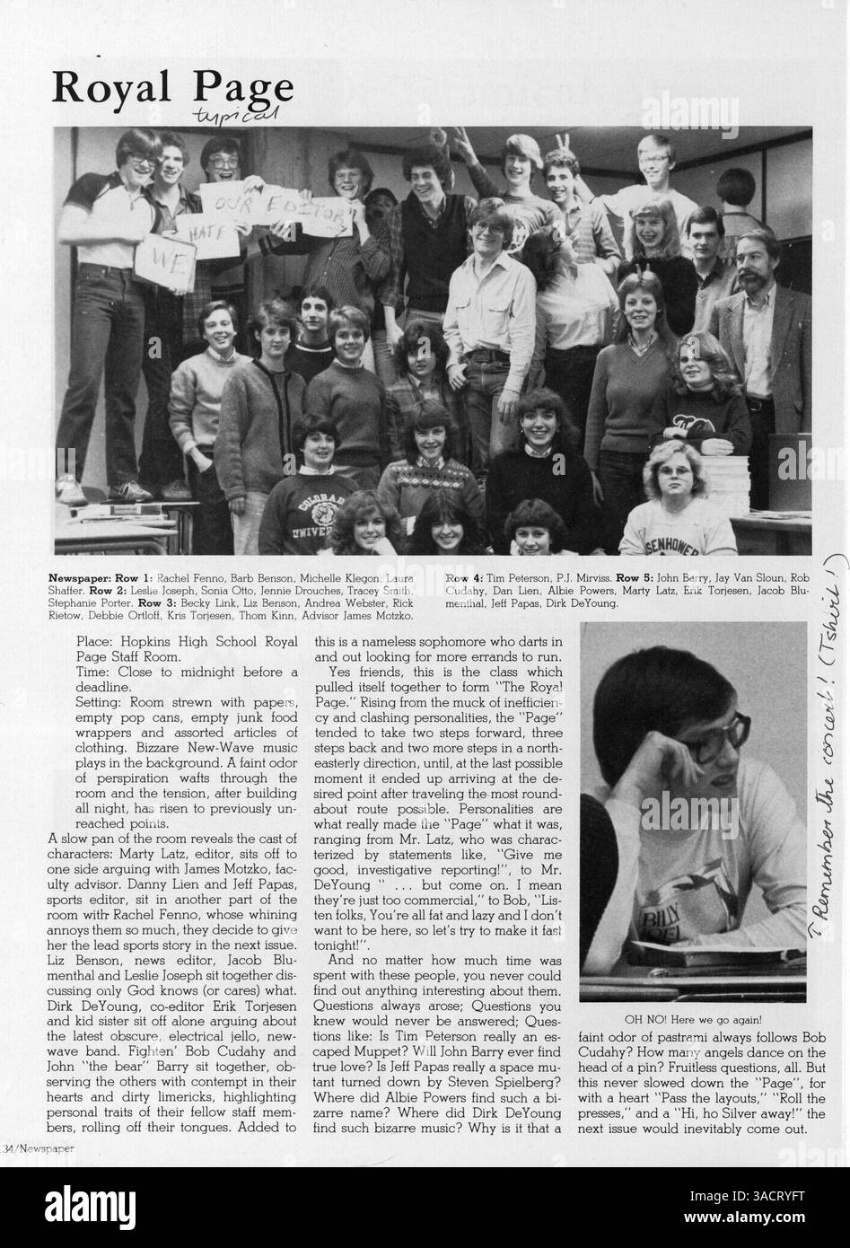 The 1983 Hopkins High School Yearbook, 'Regalia,' documents significant ...