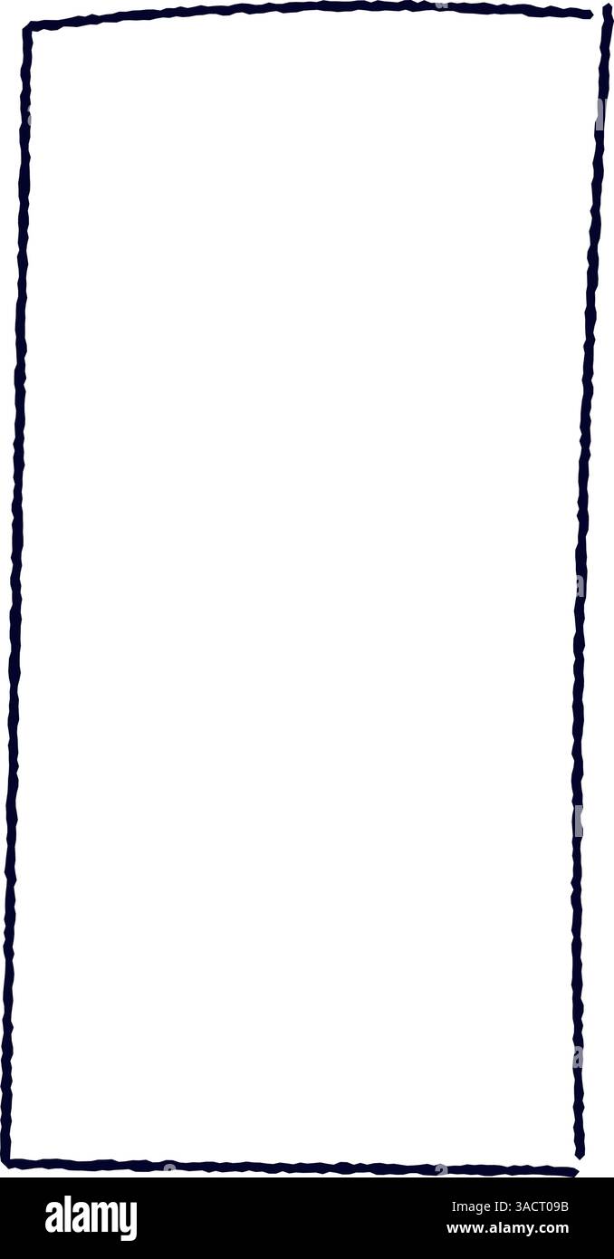 Hand drawn rectangular frame with rough brush strokes, sketchy pencil ...