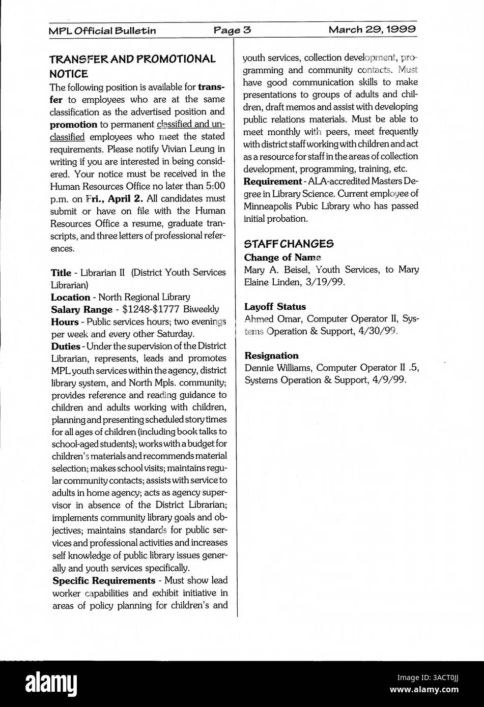 The 1999 Minneapolis Public Library Bulletin provides Hennepin County ...