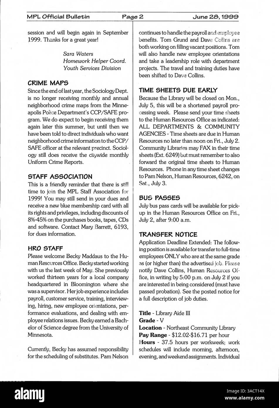 The 1999 Minneapolis Public Library Bulletin provides Hennepin County ...