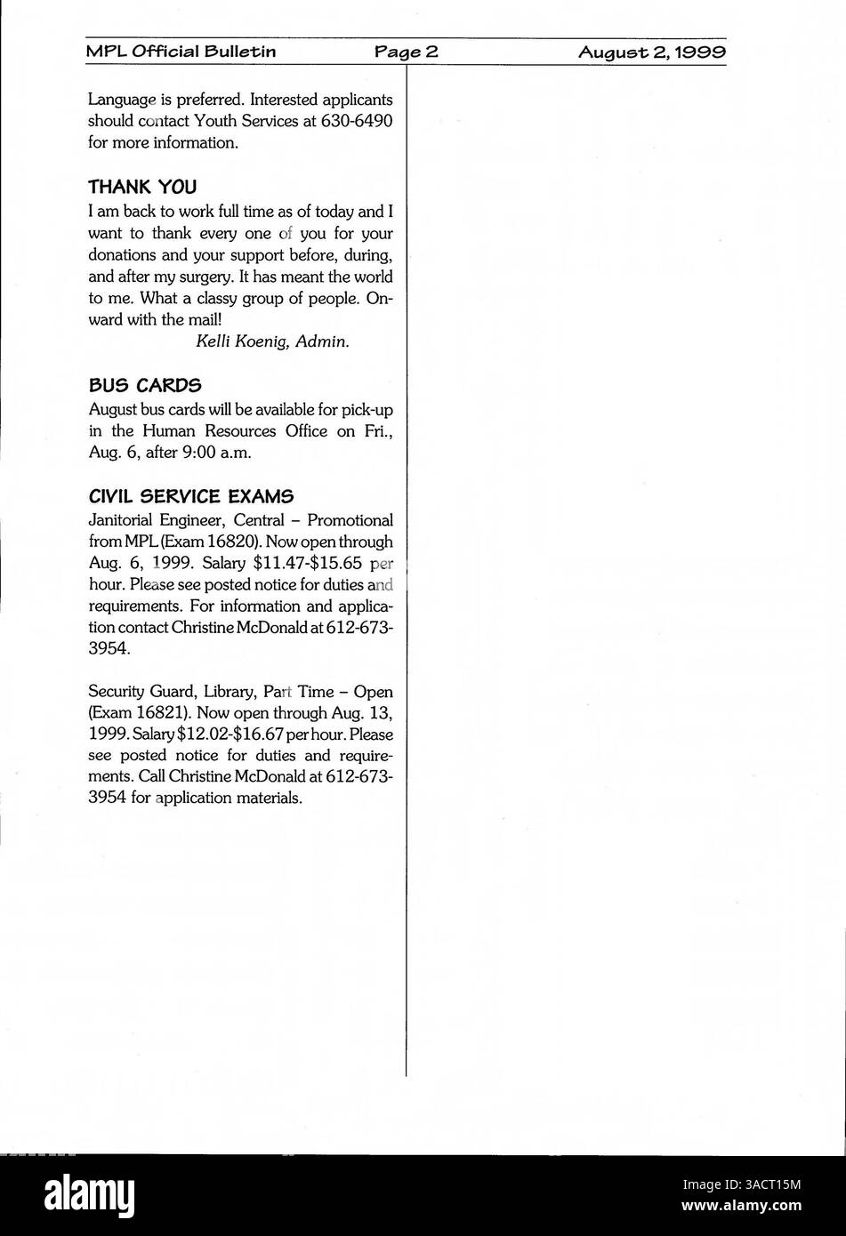 This 1999 Minneapolis Public Library Bulletin is a weekly publication ...