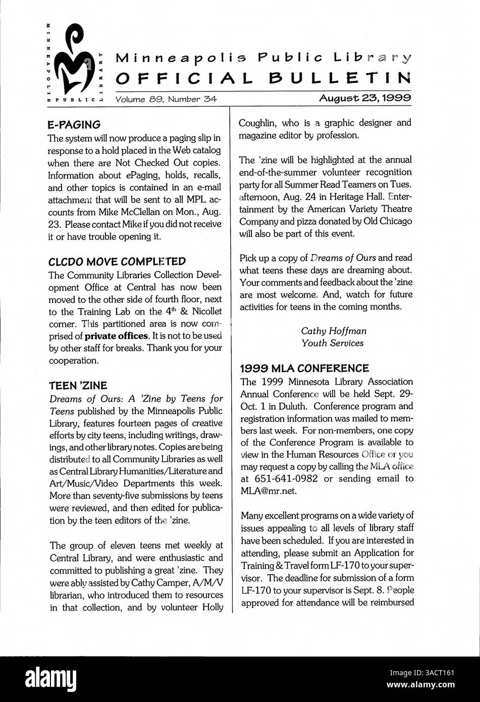 The Minneapolis Public Library Official Bulletin from 1999 offers ...