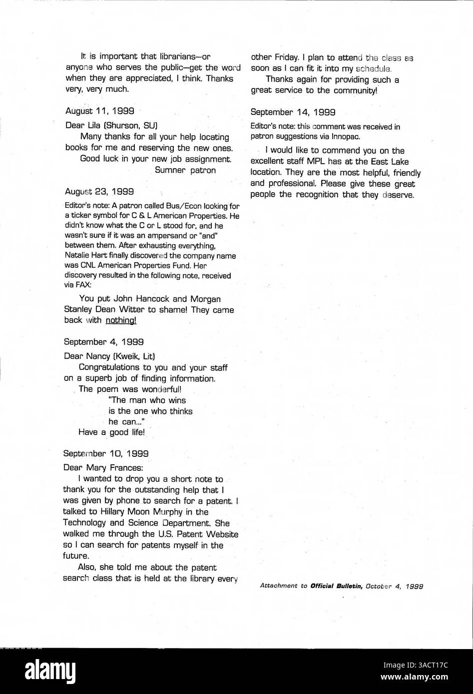 The 1999 Minneapolis Public Library Official Bulletin provides ...