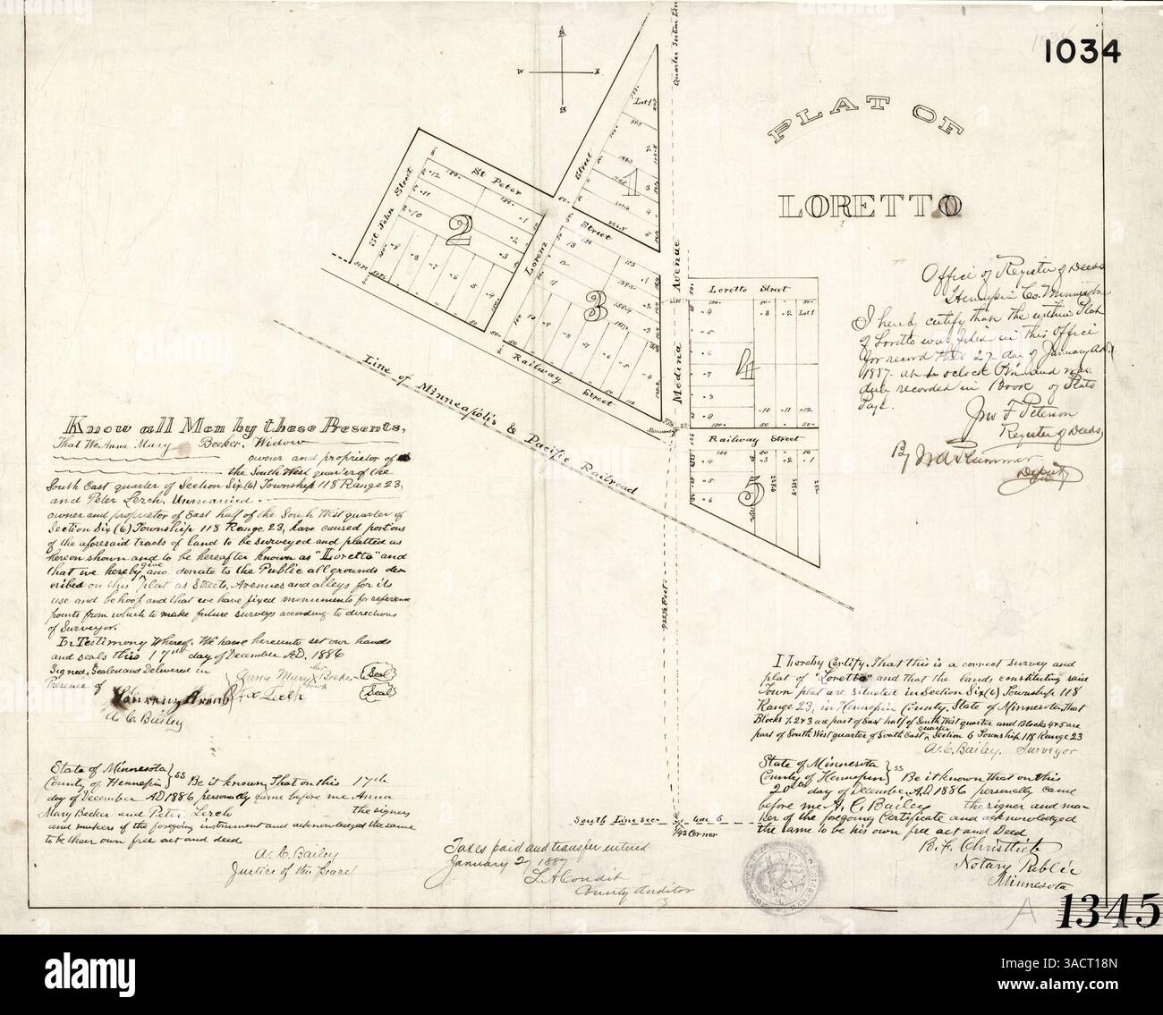 The Plat of Loretto shows the historical layout of this community ...