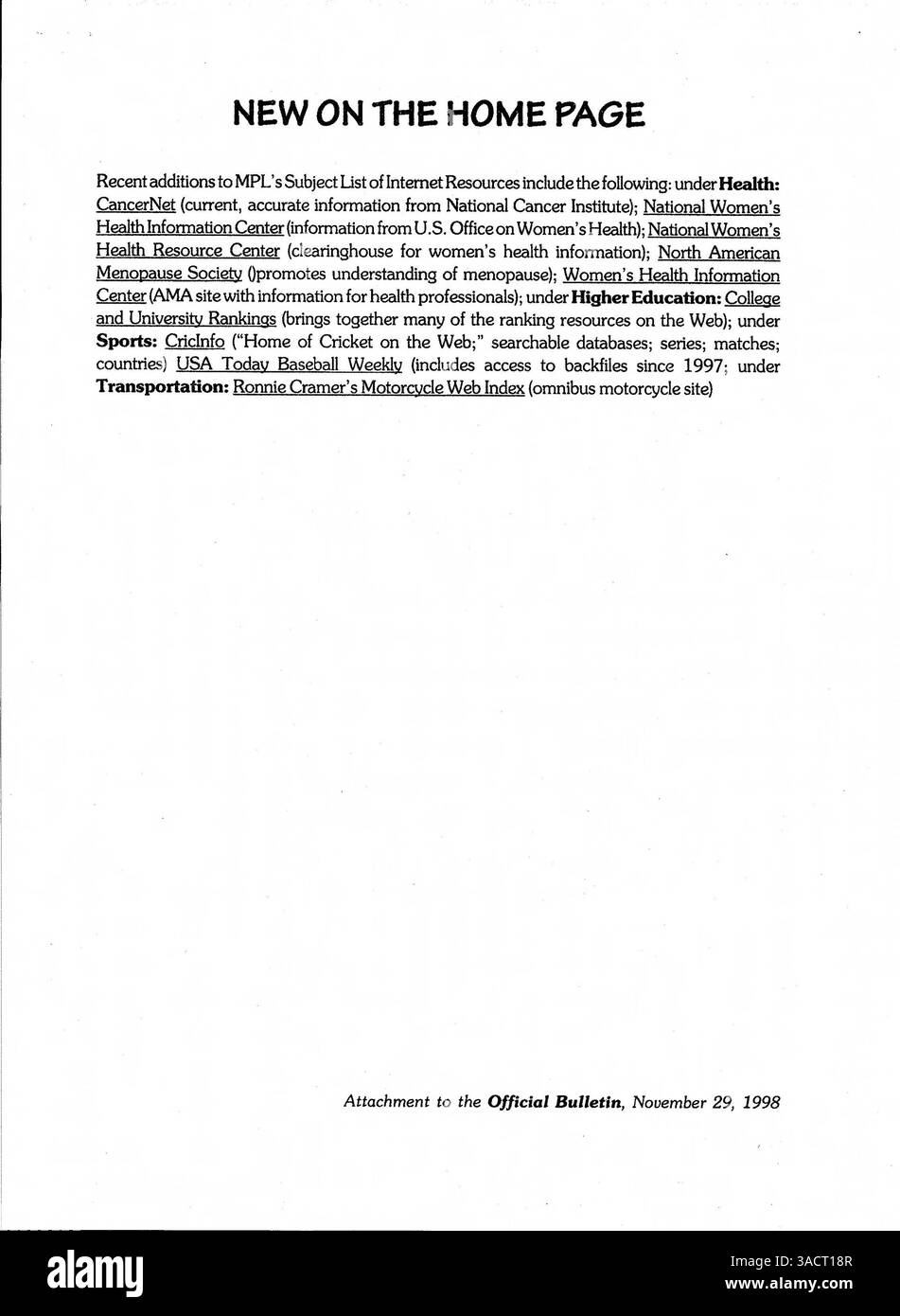The 1999 Minneapolis Public Library Official Bulletin includes staff ...