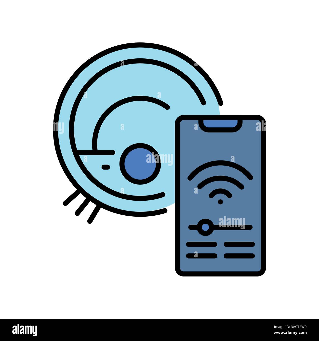 robot vacuum cleaner black line icon for digital and print projects ...