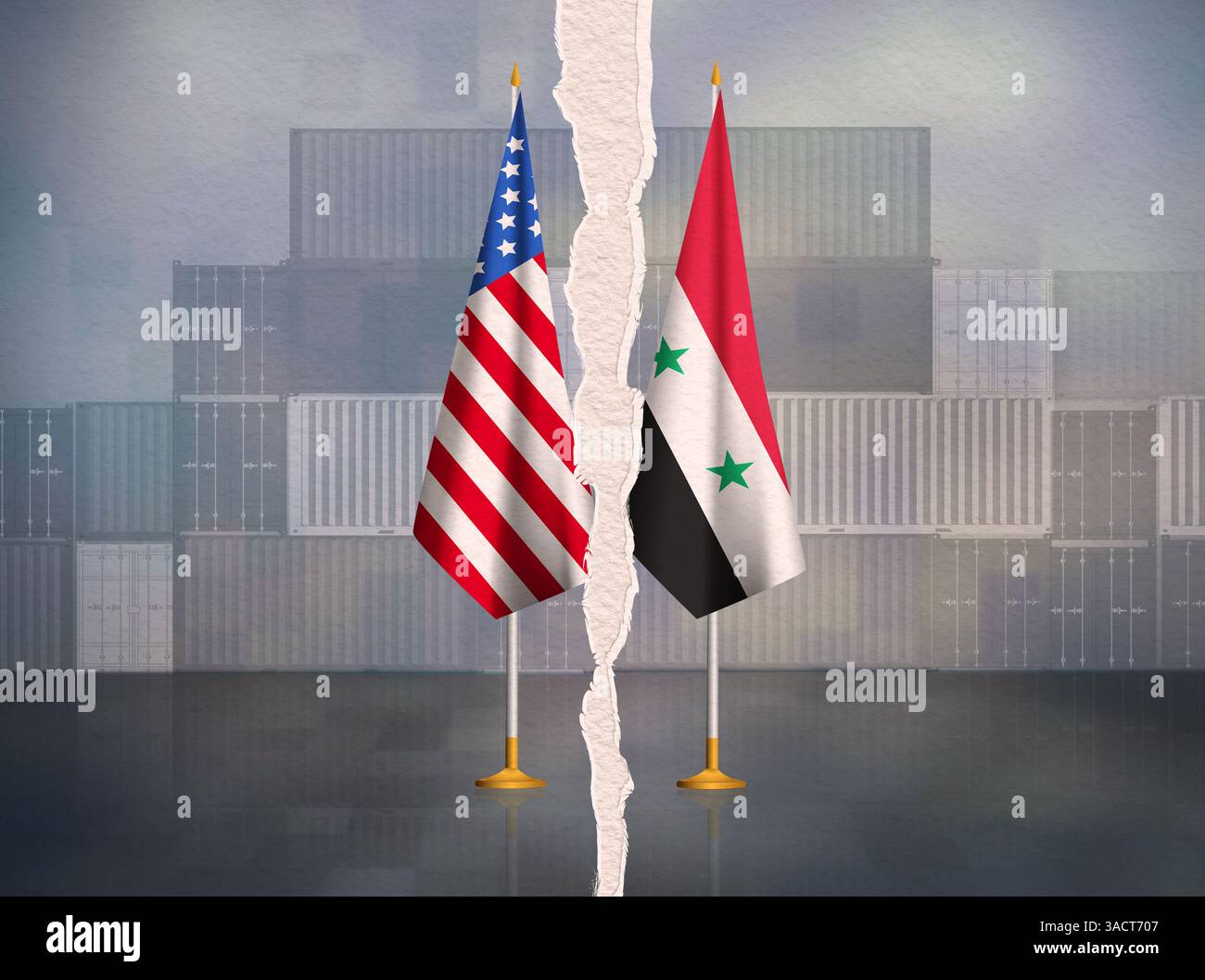 US,Syria trade dispute concept background.America,Syria trade war Stock ...