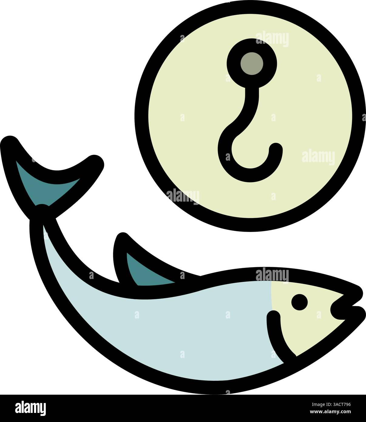 Fish with hook color icon. Fishing symbol. Fish sign on white, icon for ...