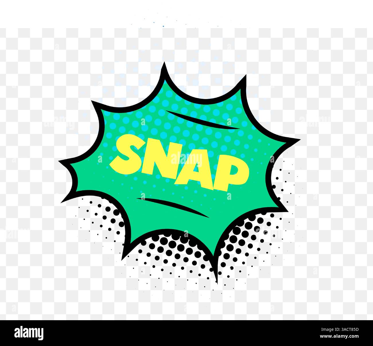 Snap sound in green comic bubble with bold yellow text and halftone ...