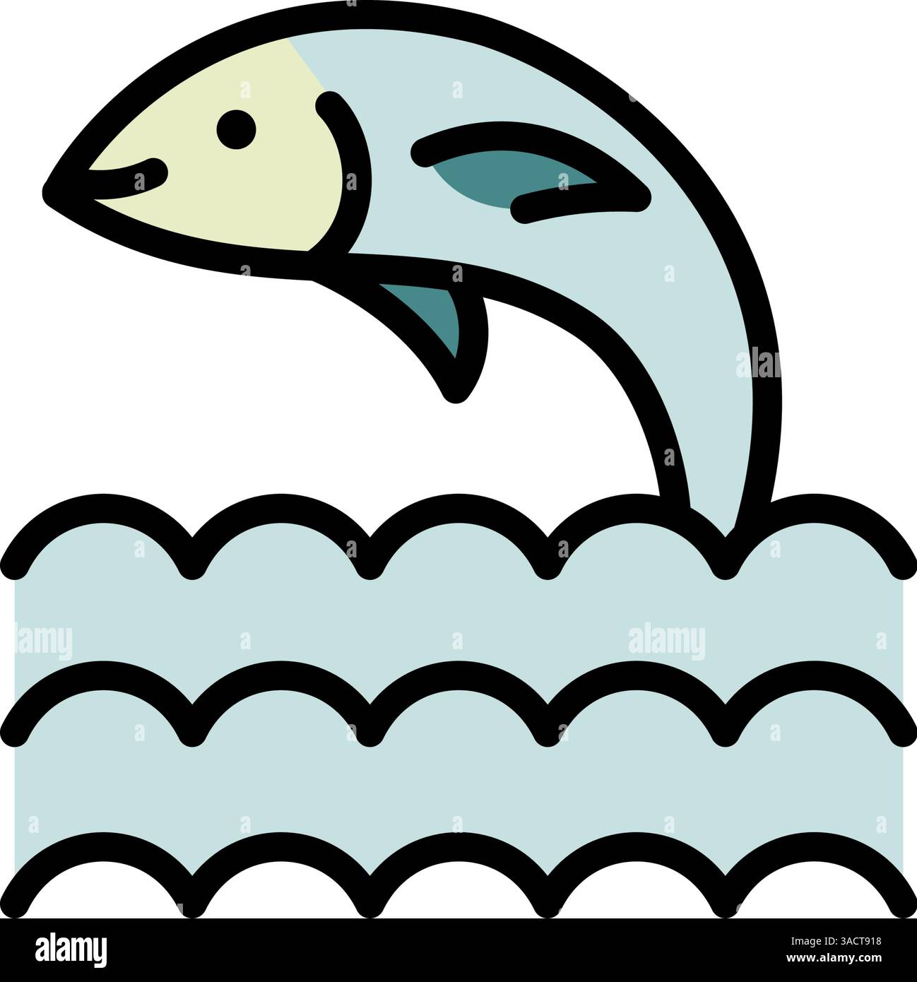 Fish color icon. Seafood product sign, ocean fish cooking or culinary ...