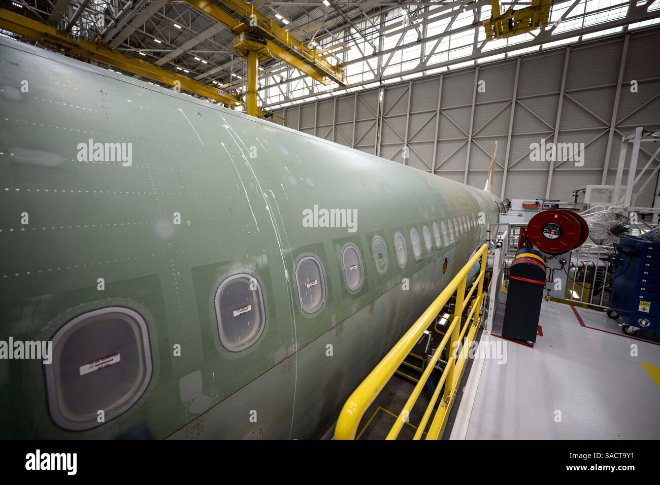 An A321 XLR under construction is pictured at the Airbus site in ...