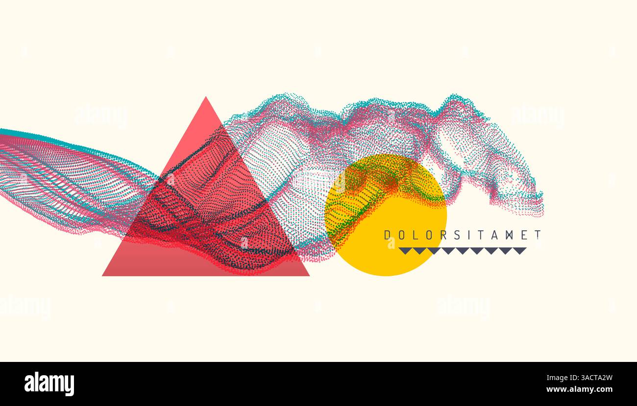 Abstract art in Japanese style. Array with dynamic emitted particles ...