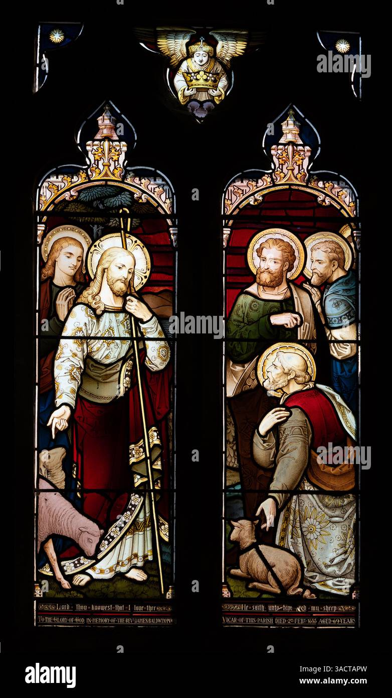 Feed my sheep stained glass, St. Lawrence`s Church, Napton ...