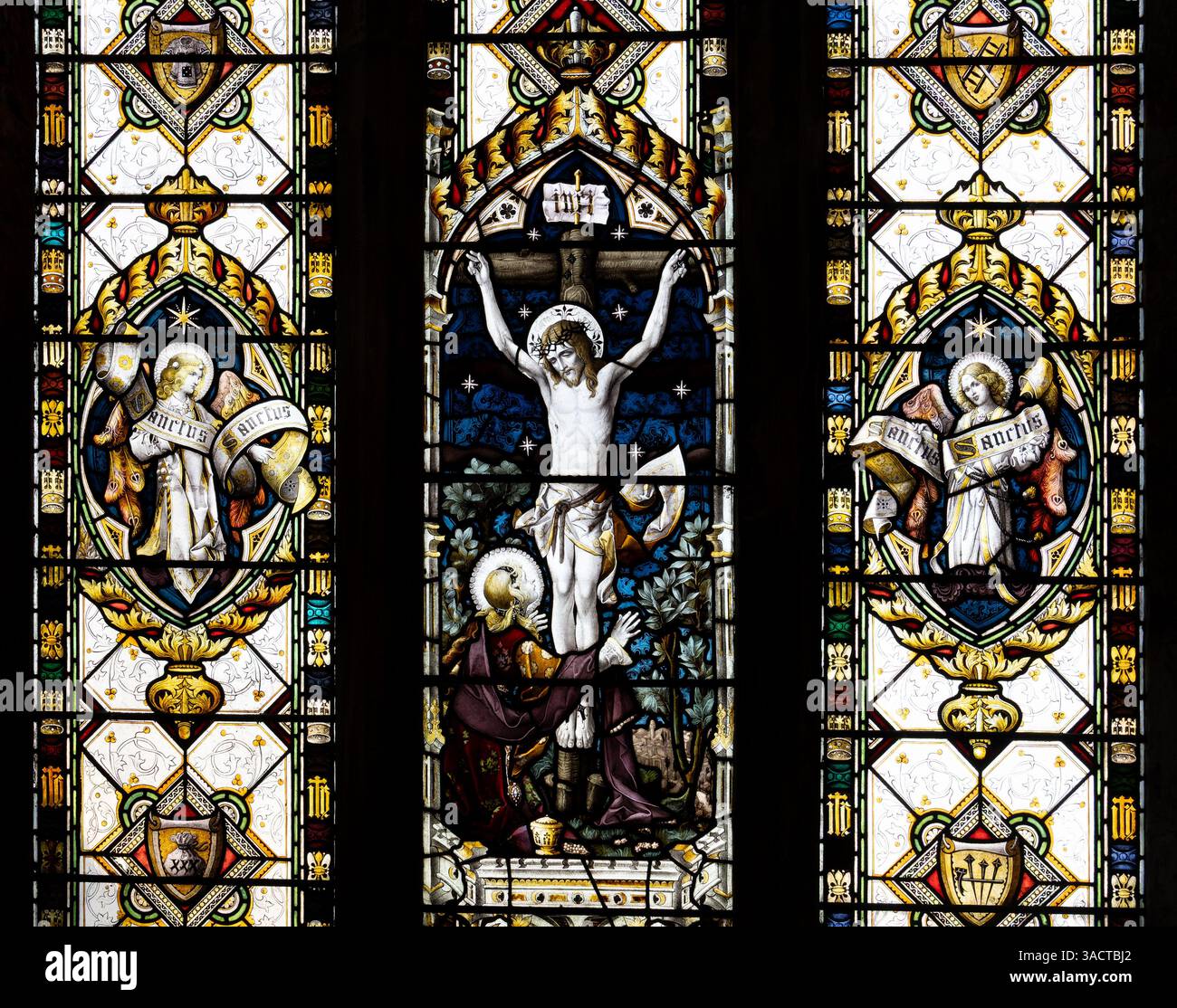 East window stained glass, St. Lawrence`s Church, Napton, Warwickshire ...