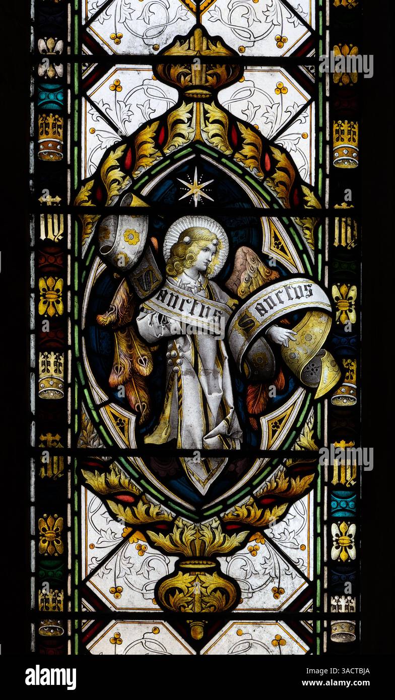 Angel stained glass, St. Lawrence`s Church, Napton, Warwickshire ...
