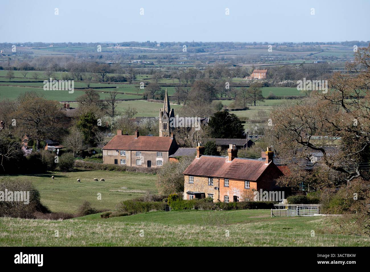 View towards Lower Shuckburgh village, Warwickshire, England, UK Stock ...