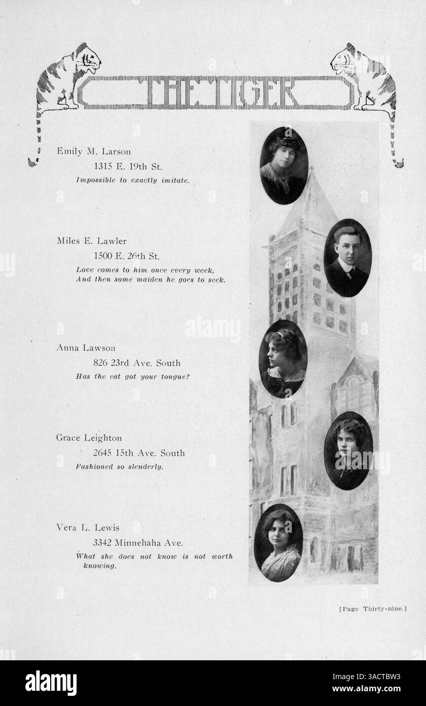 The 1914 edition of South High's yearbook, Tiger Annual, includes ...