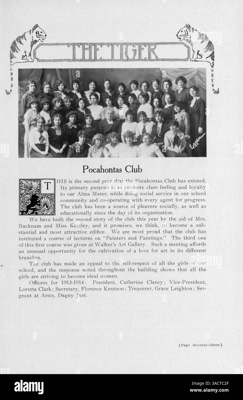This 1914 edition of the Tiger Annual from South High documents ...