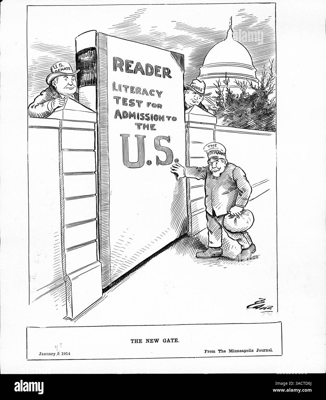 The illustration of 'The New Gate' depicts a symbolic scene where an ...