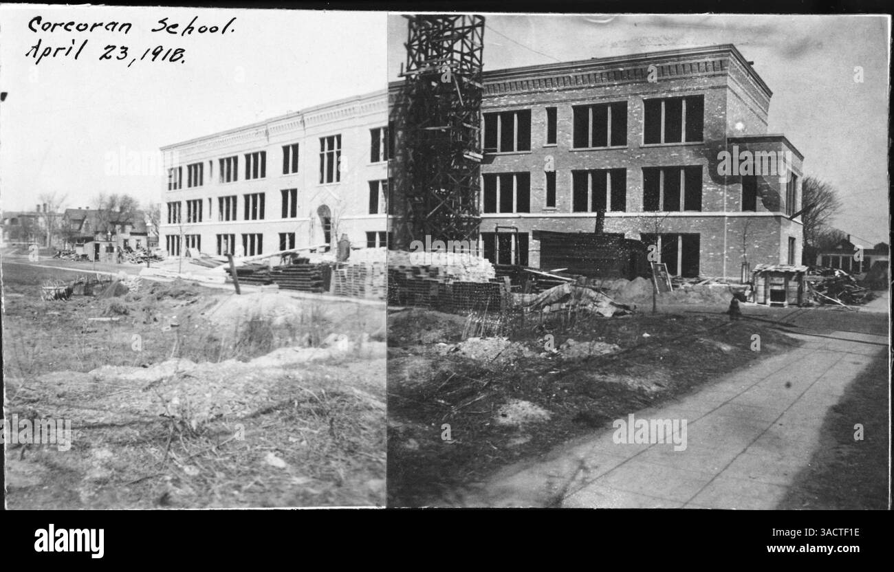 This image shows the construction of the Corcoran School Addition, built by F.G. McMillan ...