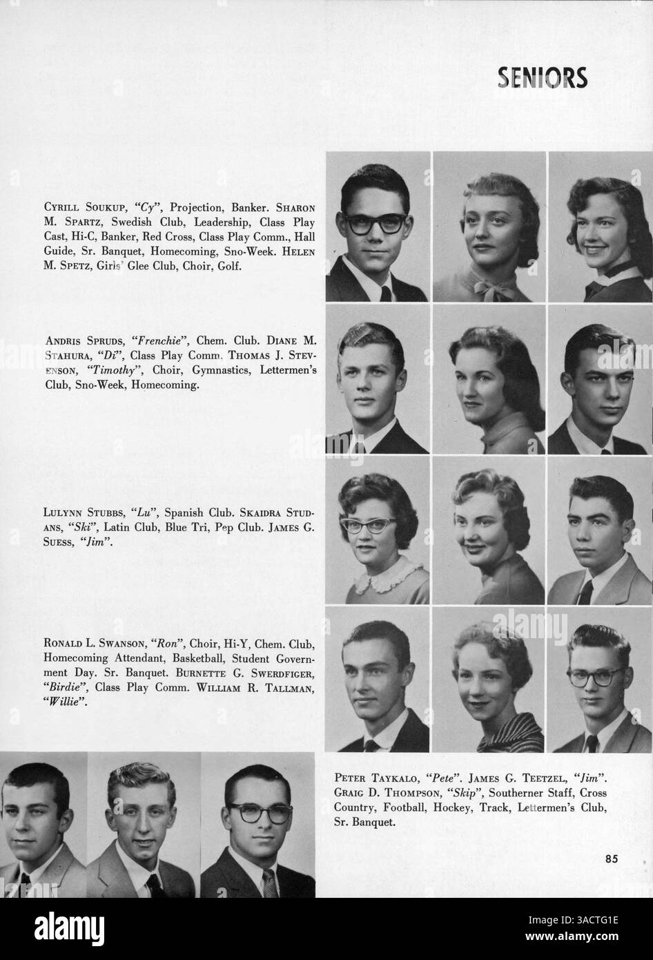 The 1958 'Tiger' yearbook from South High School documents various ...