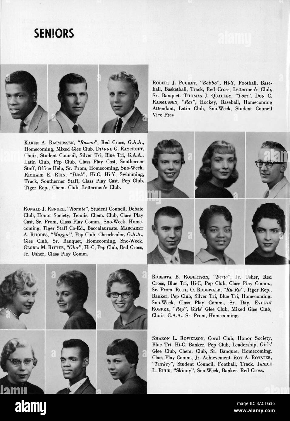The 1958 'Tiger' yearbook from South High records the academic and ...