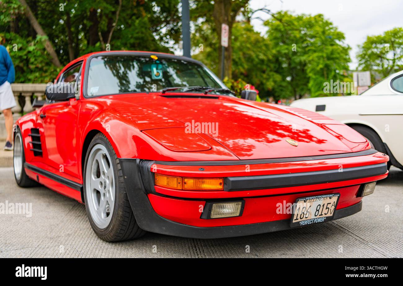 Chicago, Illinois - September 29, 2024: Porsche 930 turbo or 911 red ...