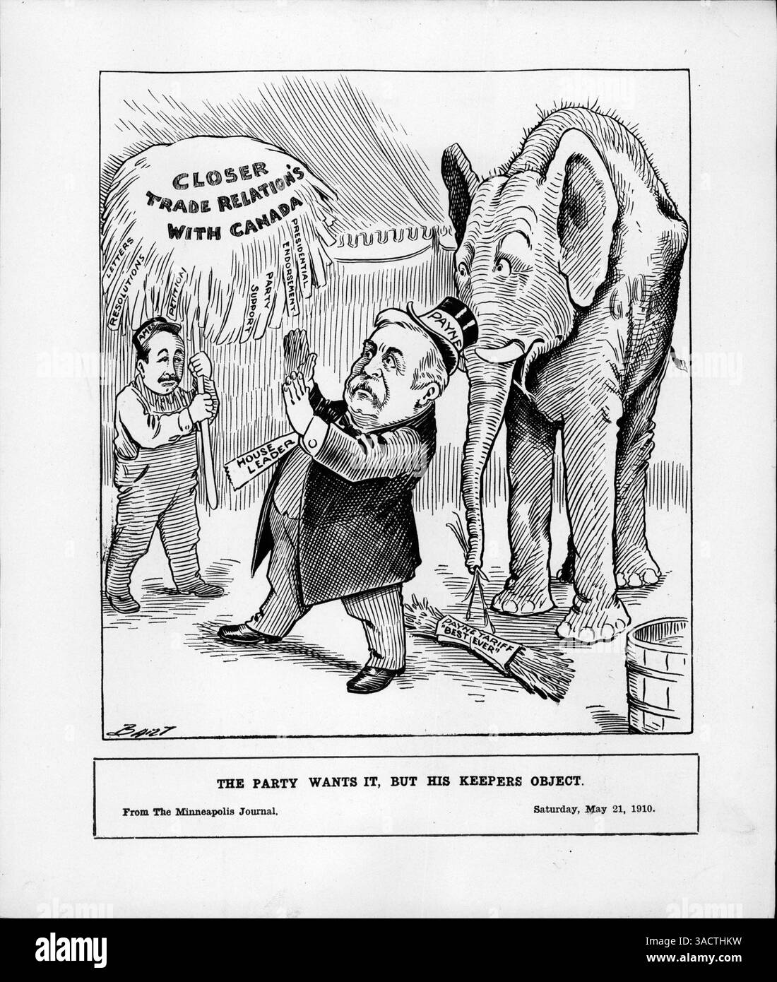 This political cartoon from 1909 shows congressman payne guiding hi-res ...
