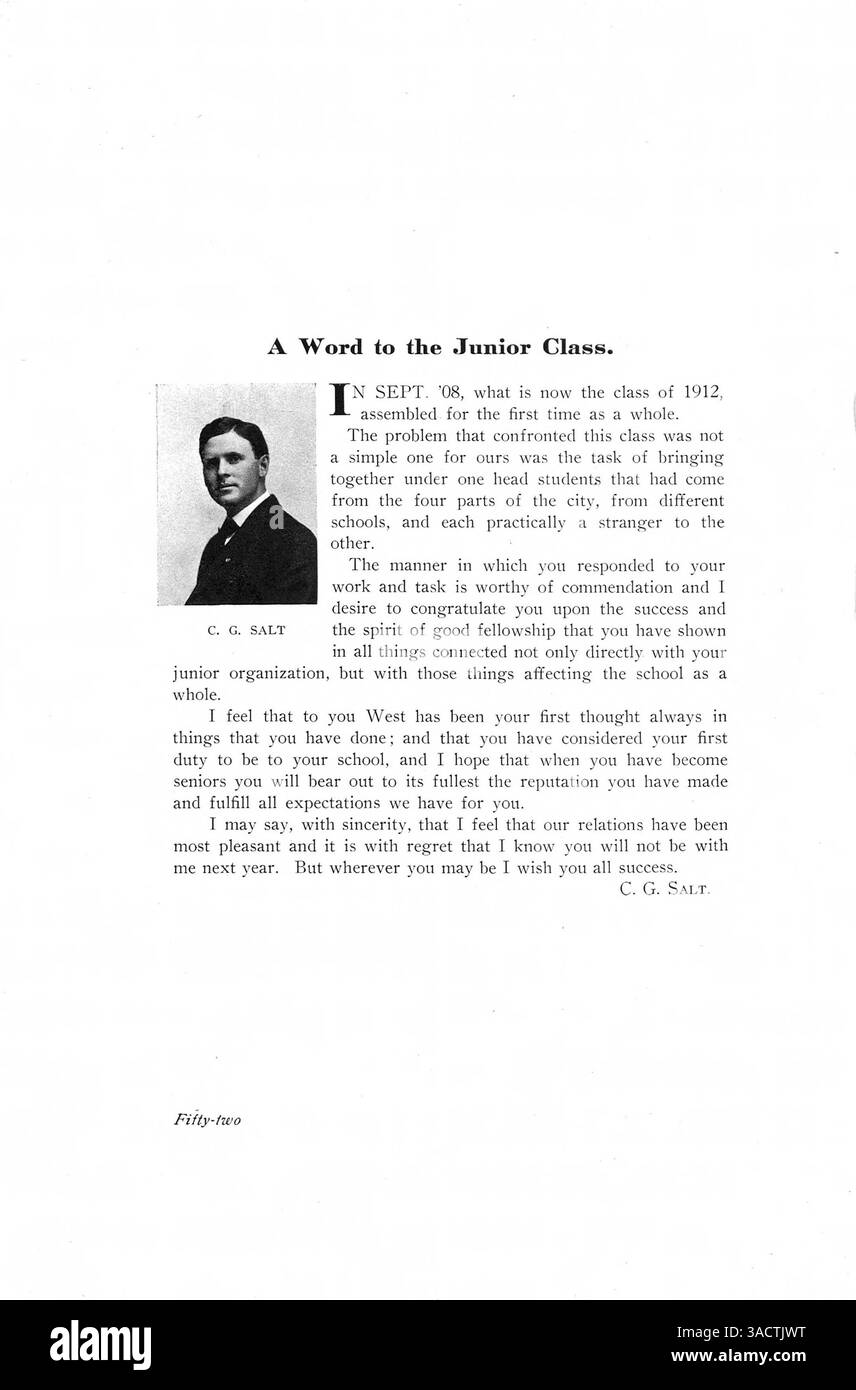 This 1909 edition of the west high yearbook hi-res stock photography ...