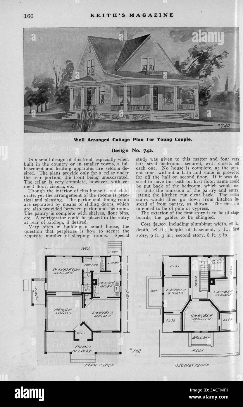 Includes house designs with detailed floor plans Black and White Stock ...