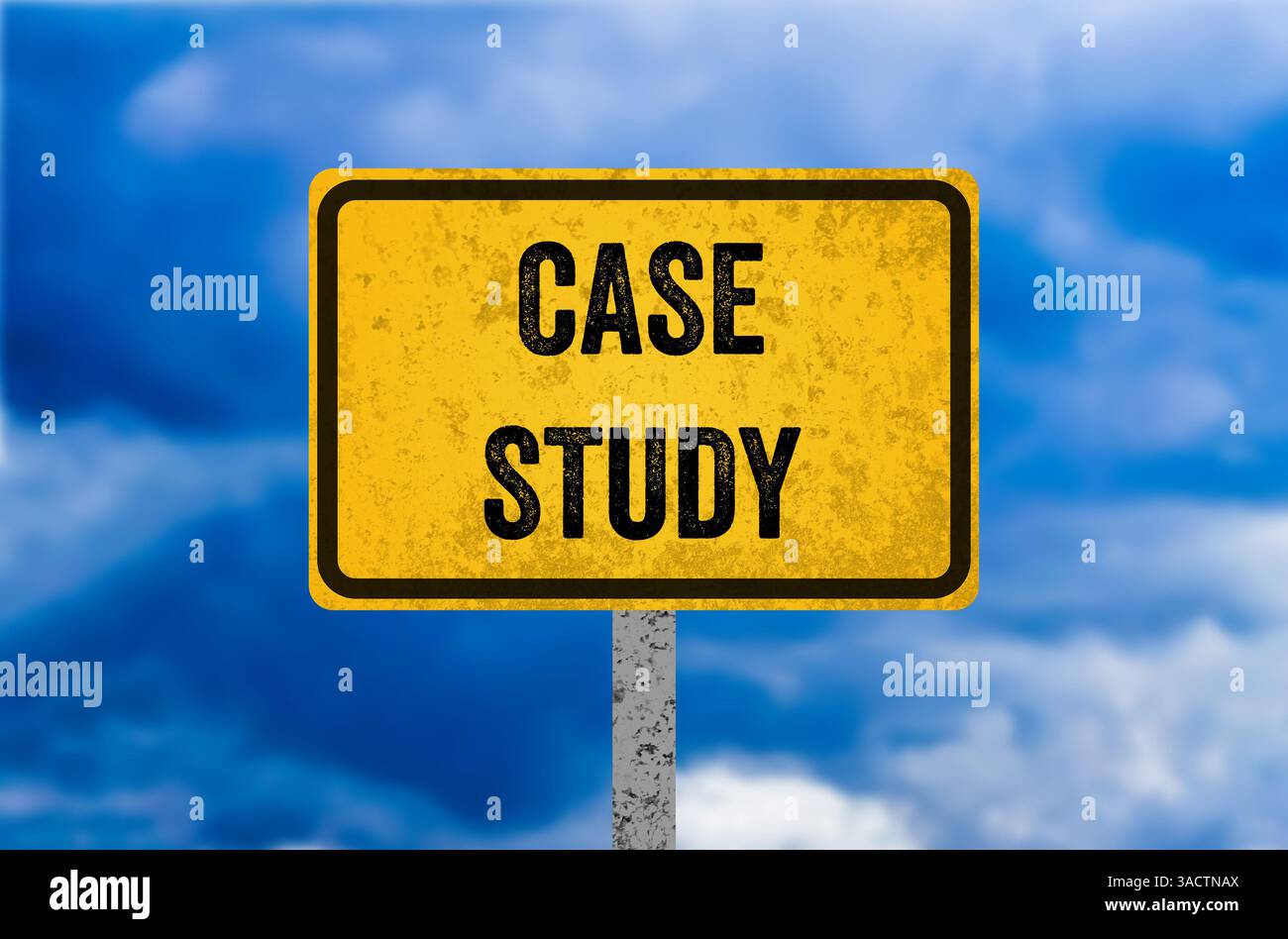 Case study message written on yellow metal sign. Conceptual case study ...