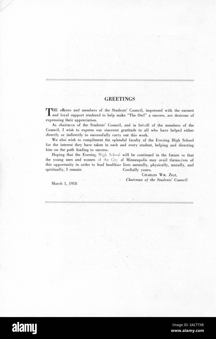 Documents the minneapolis evening high schools 1917 1918 school year hi ...