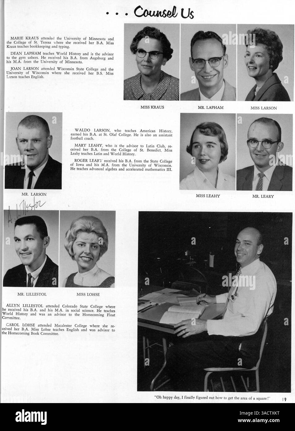 Important events of the 1962 1963 school year hi-res stock photography ...