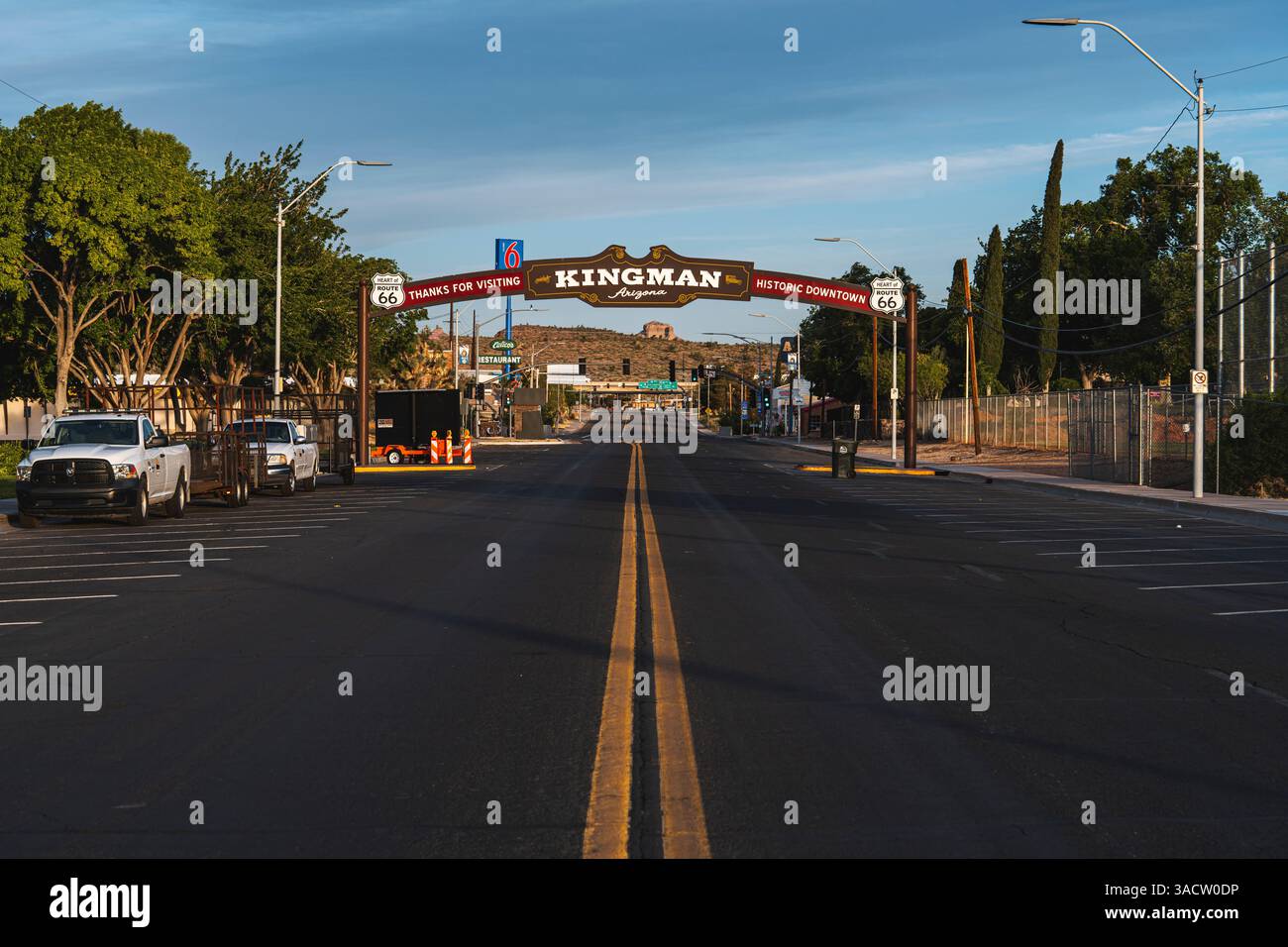 Welcome sign, Route 66, Kingman, USA, Arizona Stock Photo - Alamy