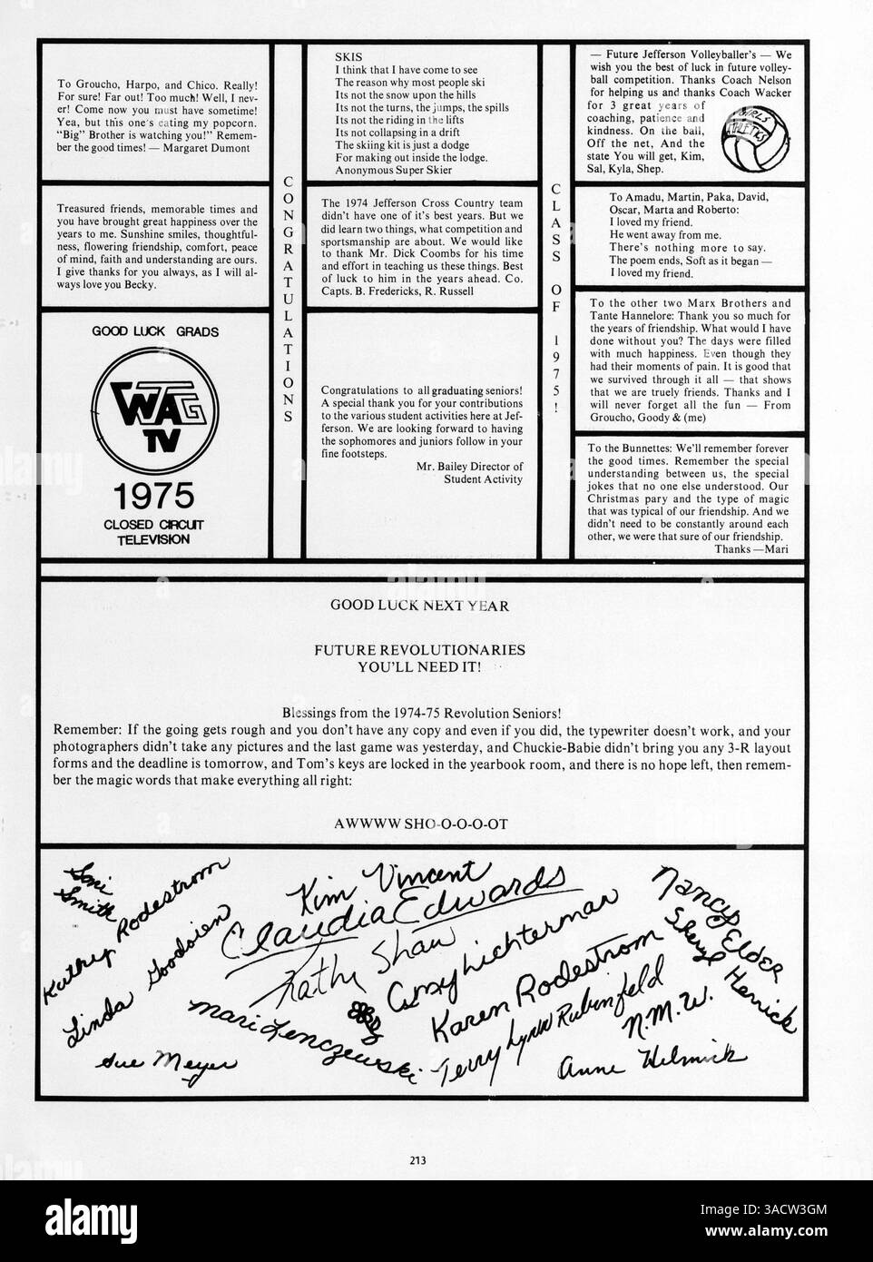 Significant school moments from the 1974 1975 year hi-res stock ...