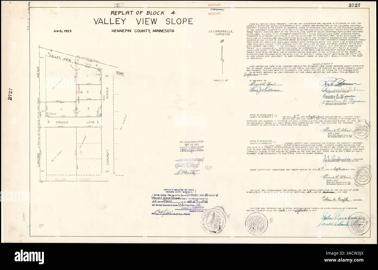 This replat document shows the updated layout and boundaries for Block ...