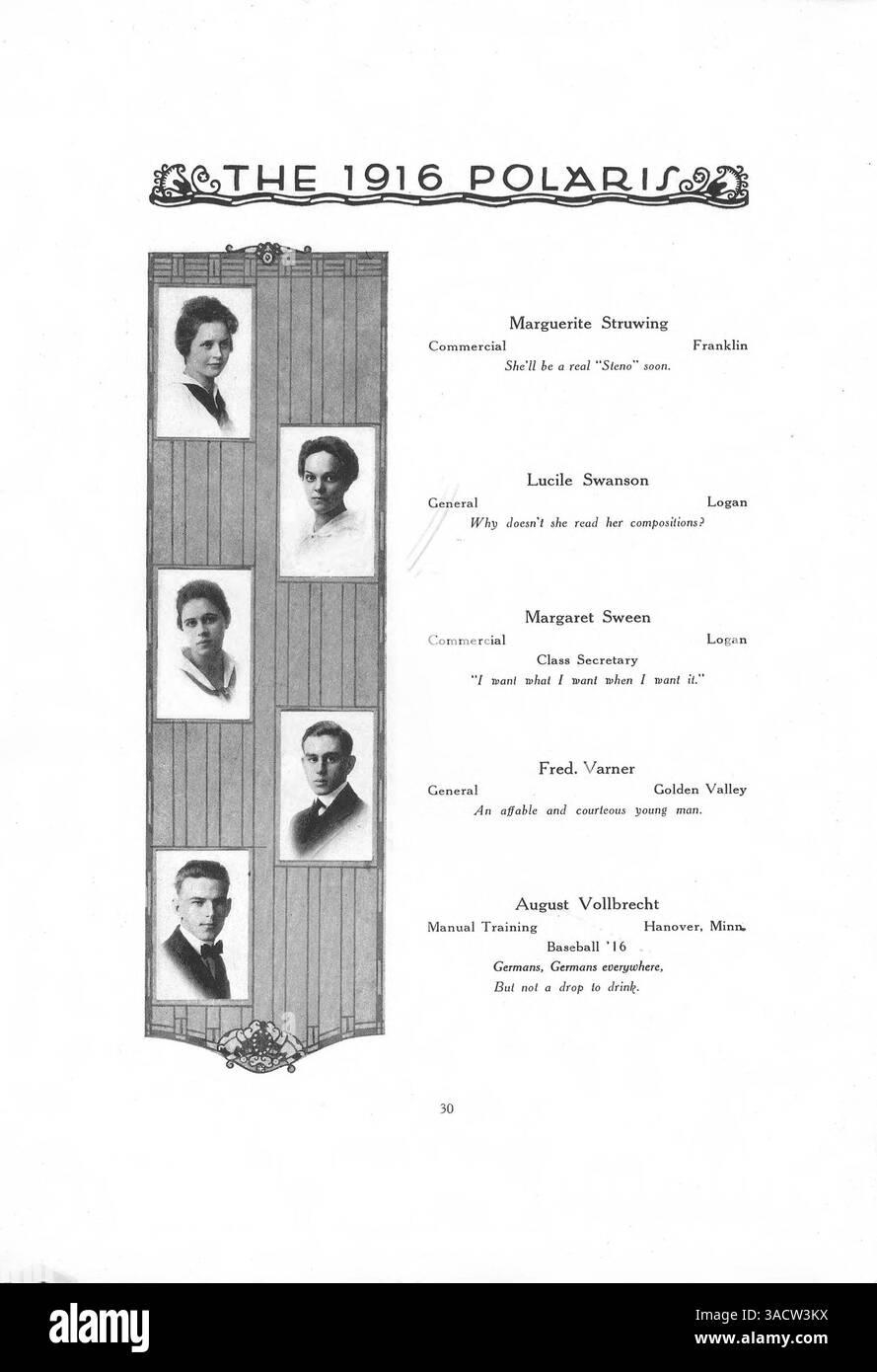 The Polaris yearbook from 1916 at North High School reflects the ...