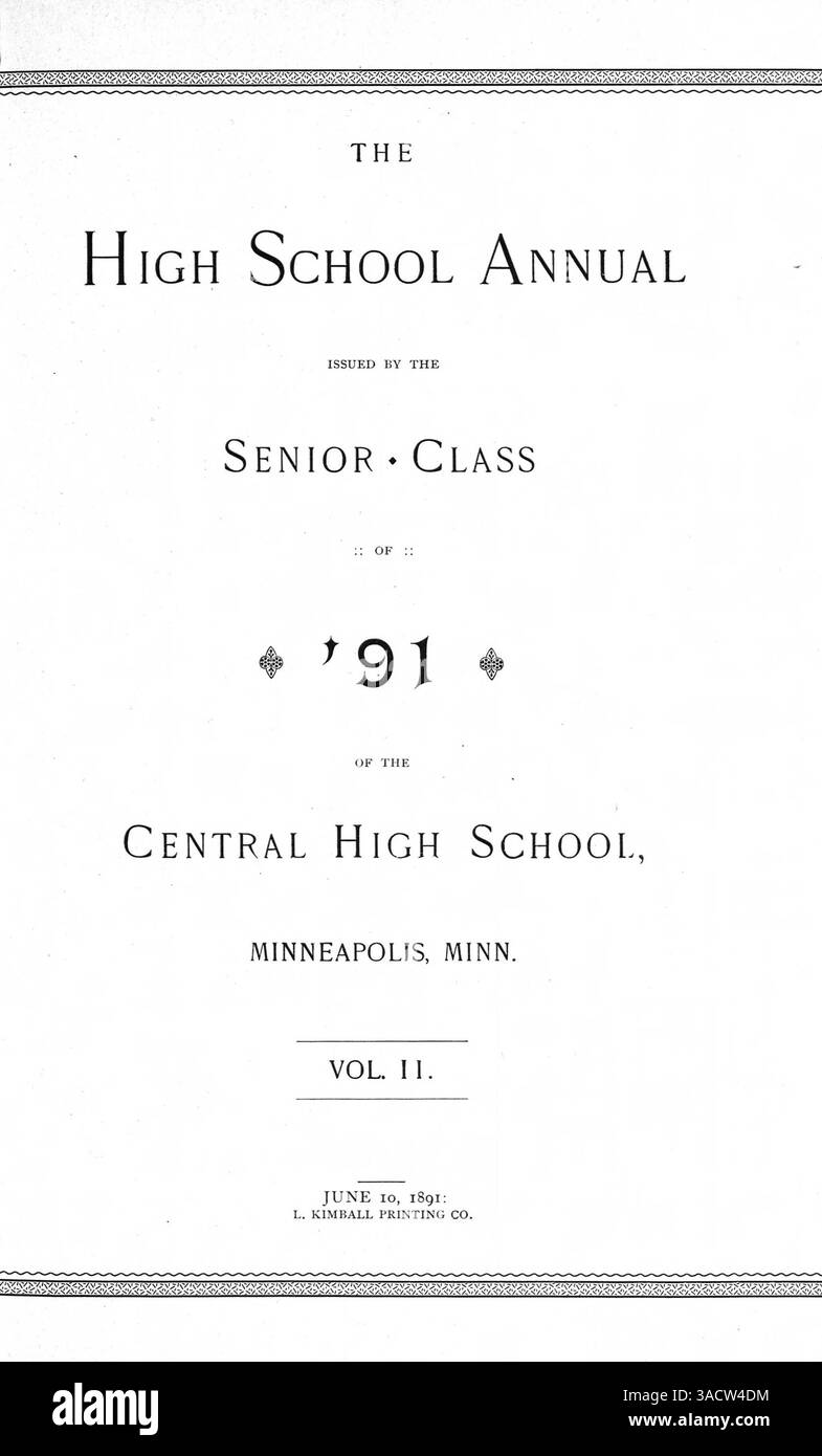 This high school annual from 1891 documents the students hi-res stock ...