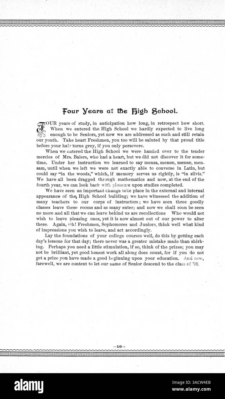 The central high school yearbook of 1891 highlights students hi-res ...
