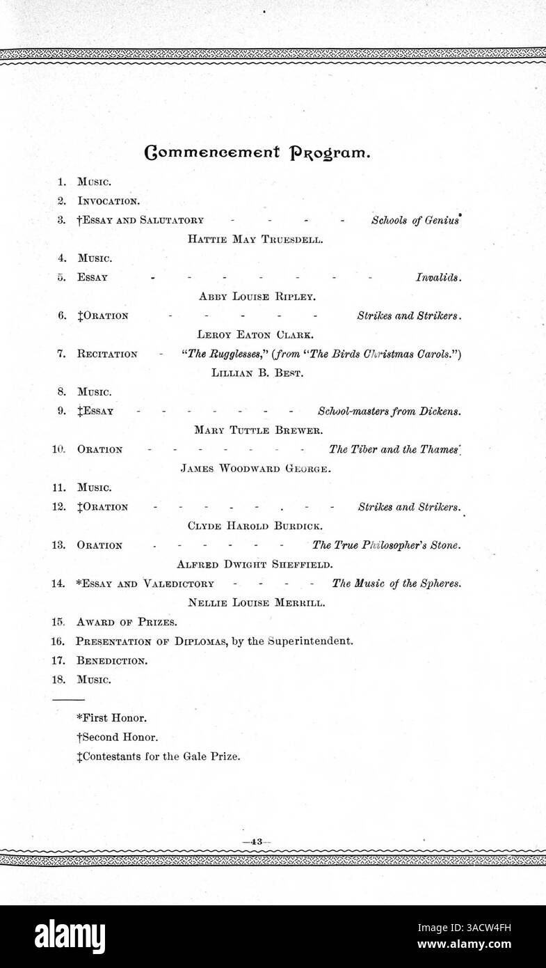 The central high school yearbook from 1891 documents the academi hi-res ...