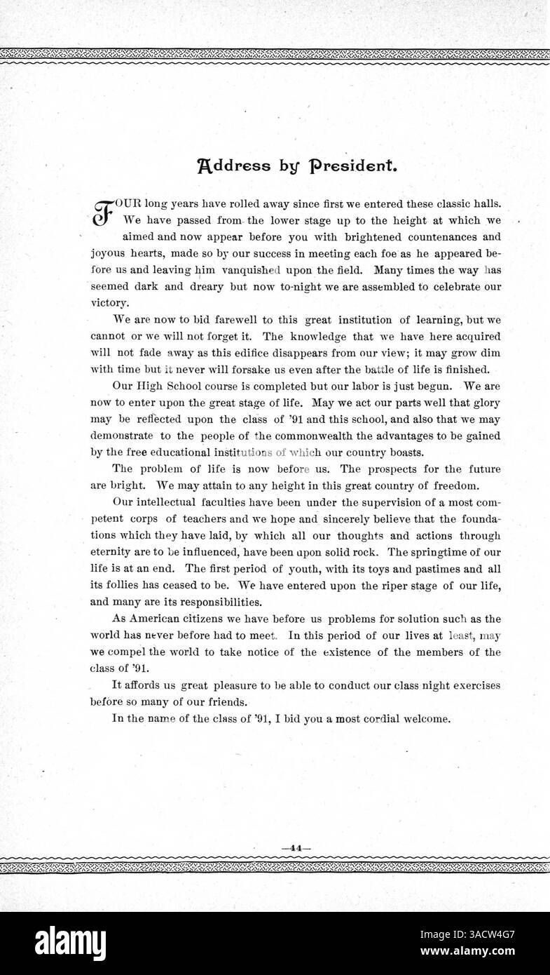 This 1891 central high school yearbook records the experiences o hi-res ...