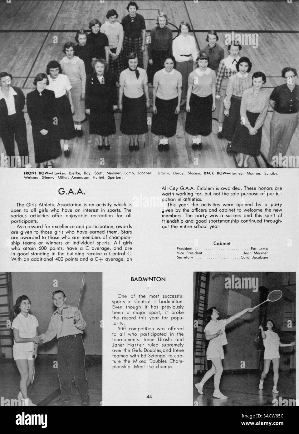The 1952 'Centralian' yearbook showcases student activities, faculty ...