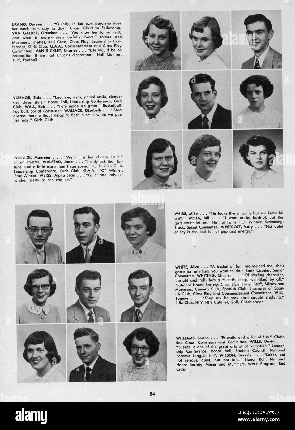 Yearbook from 1952 documents central high schools events hi-res stock ...